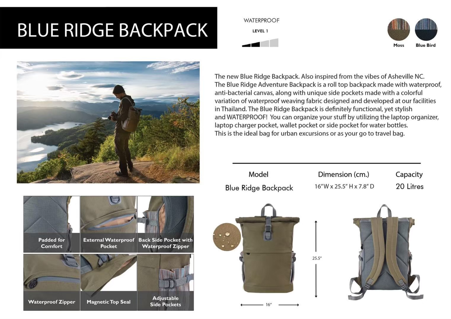 FEELFREE BLUE RIDGE BACKPACK กระเป๋ากันน้ำ กระเป๋าเป้กันน้ำ พรีเมี่ยม ...