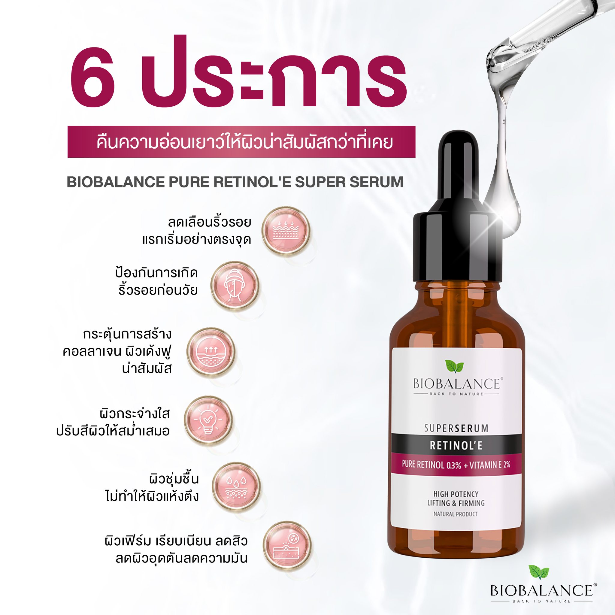 BIOBALANCE RETINOL’E PURE RETINOL 0.3% + VITAMIN E 2% SUPER SERUM 30ML ...