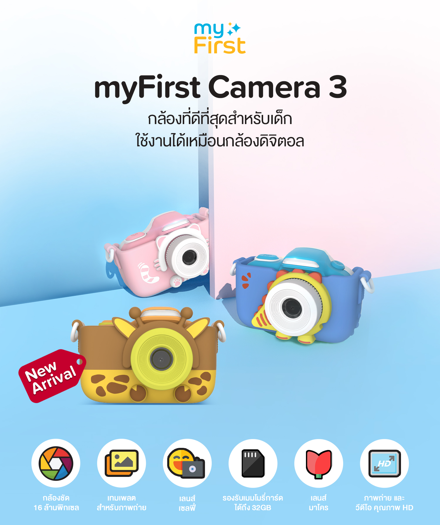 (ประกันศูนย์ 1ปี) myFirst Camera 3 กล้องเด็ก 16 ล้านพิกเซล ฟรีเคสกันกระแทก | Shopee Thailand