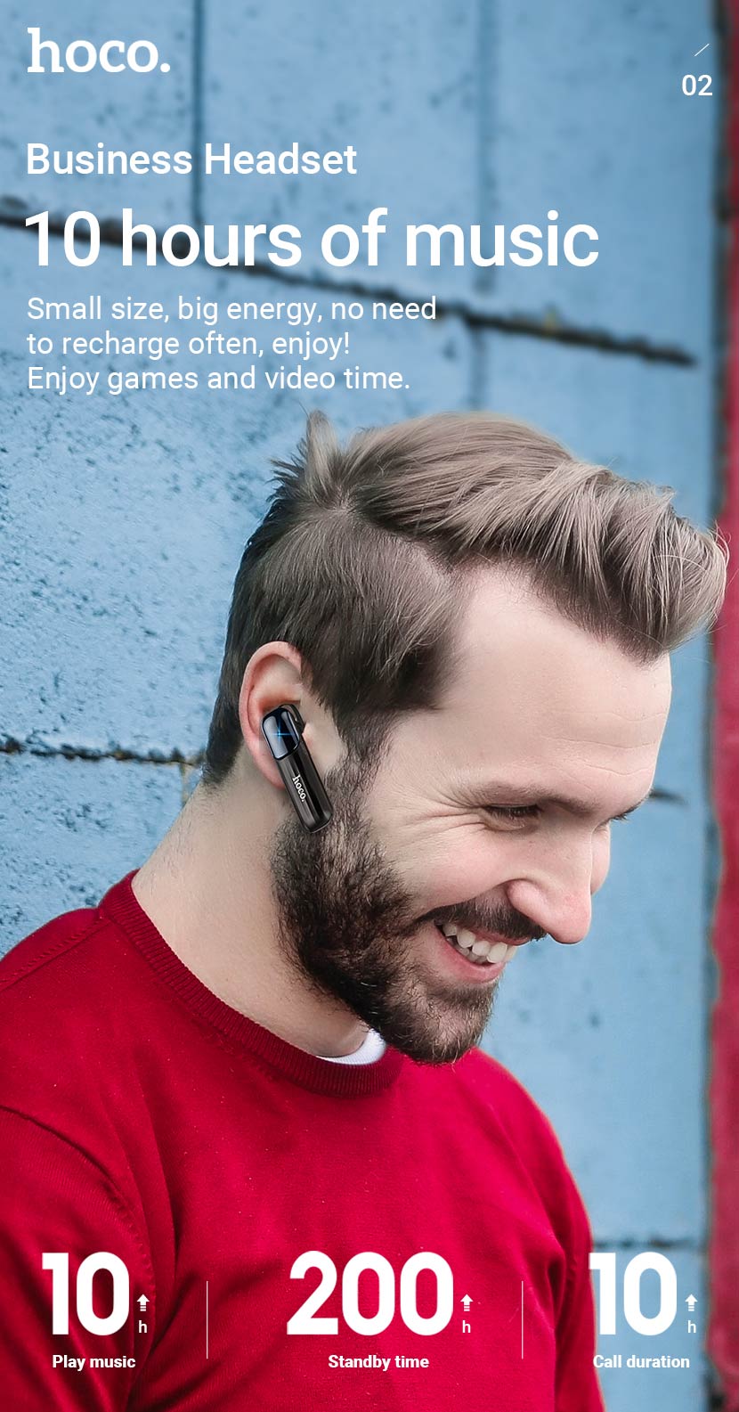 HOCO E57 หูฟังบลูทูธ สมอลทอล์ค ไมค์ในตัว เสียงคม Hi-Res คุยสาย/ฟังเพลงต่อเนื่อง 10ชม. หูฟังโมโน ...