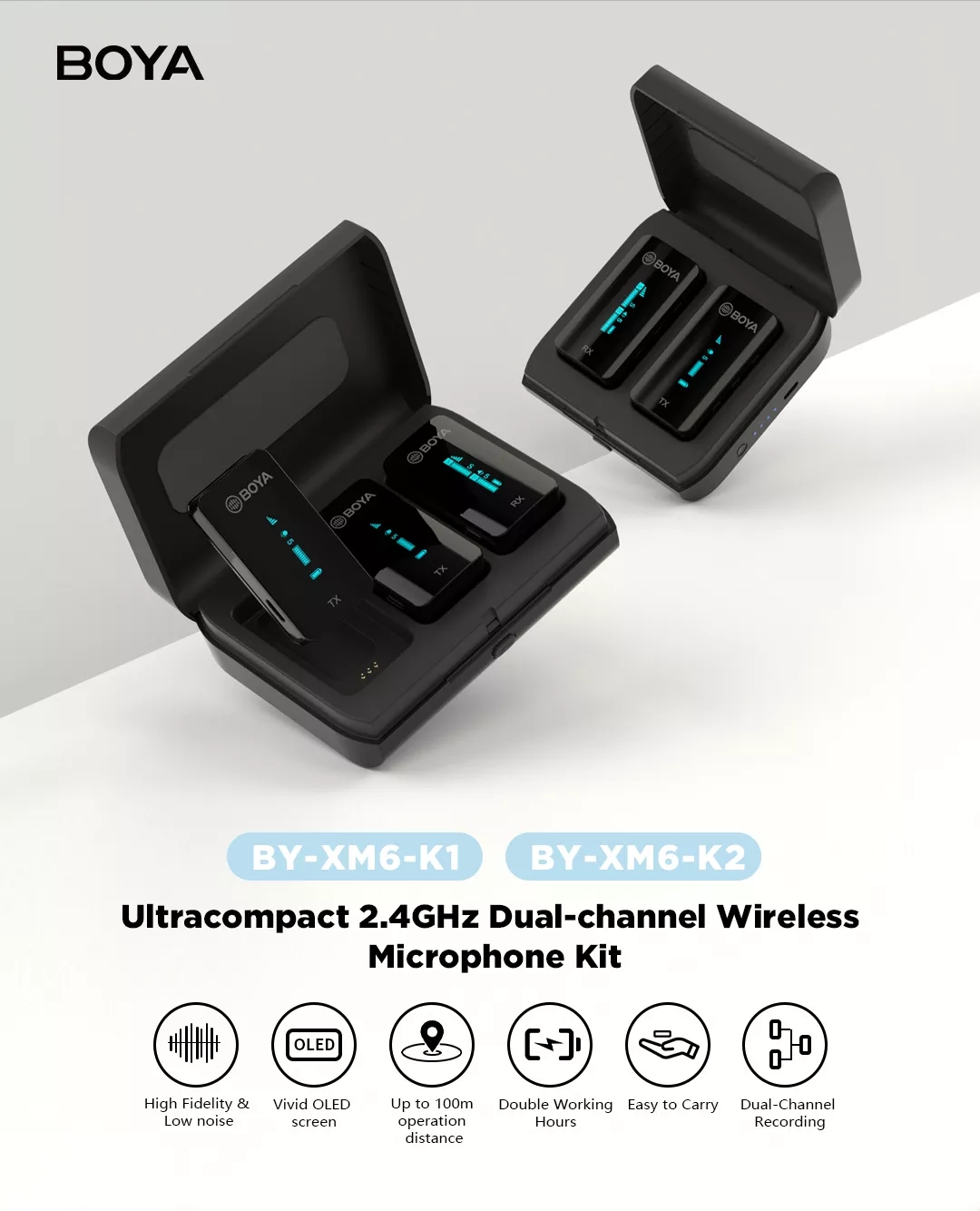 BOYA BY-XM6-K 2.4GHz Ultra-compact Wireless Microphone System Kit ...