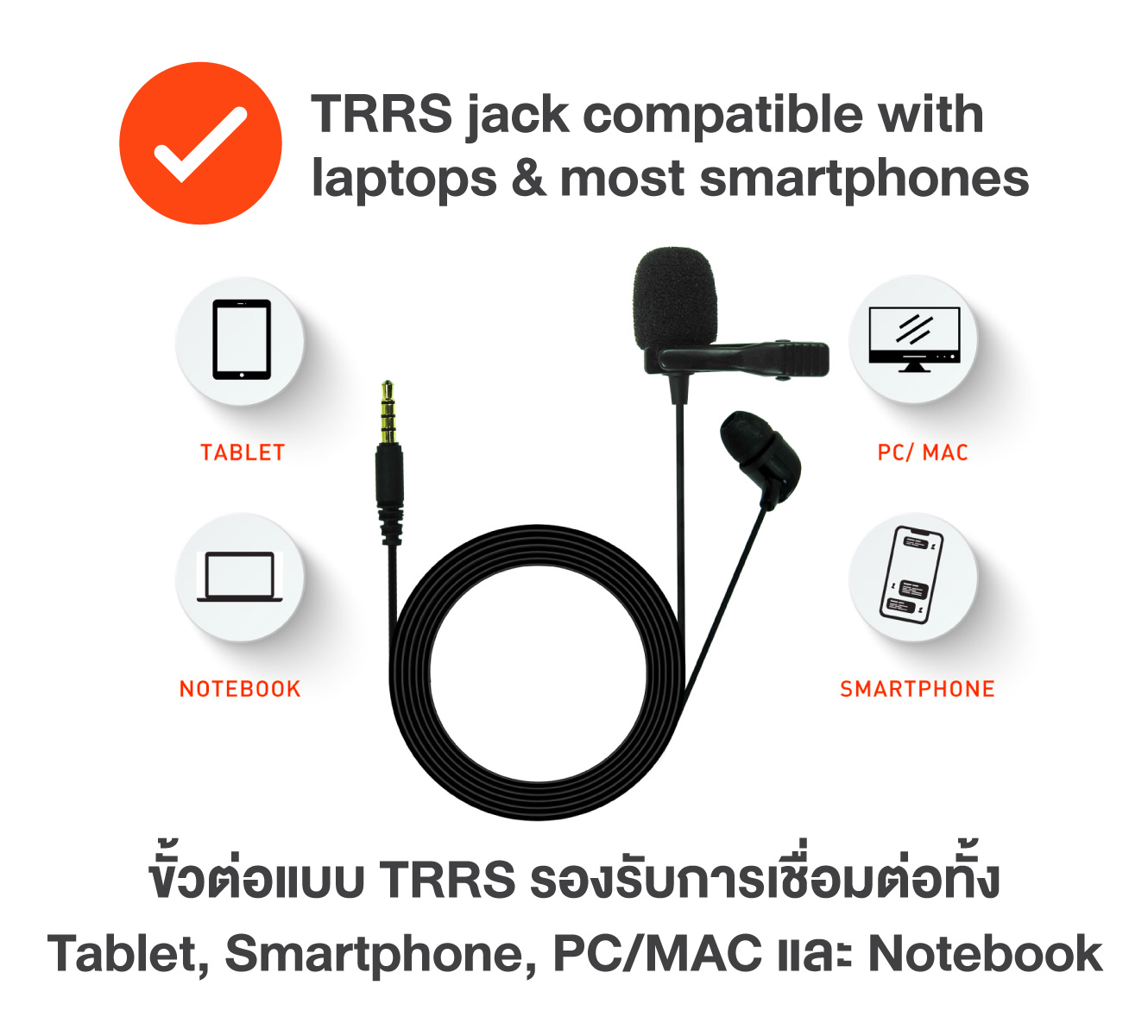 JBL CSLM20 ไมโครโฟนเหน็บปกเสื้อรับเสียงได้รอบทิศทางพร้อมหูฟังในตัว ...