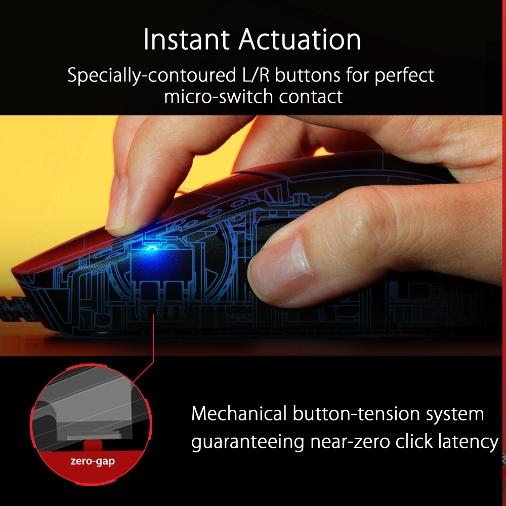 ASUS ROG STRIX IMPACT III (90MP0300-BMUA00), wired RGB gaming mouse, 12,000-dpi 3311 sensor ...