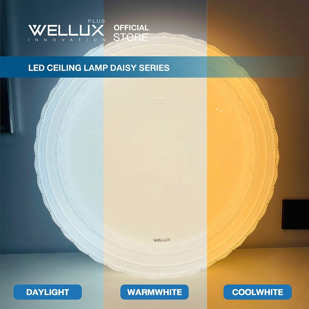 WELLUX โคมไฟเพดานติดลอย 3 แสง 42W มีรีโมท LED Multi-Smart Ceiling Lamp ...
