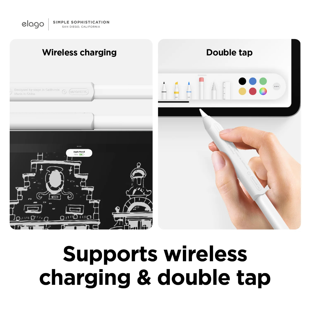 elago Grip Silicone Holder for Apple Pencil Pro Gen2, Gen1, USB-C ปลอก ...