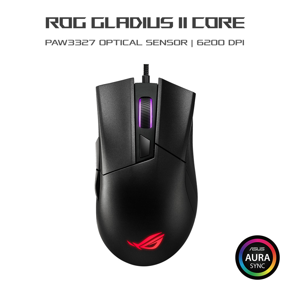 ASUS ROG Gladius II Core (90MP01D0-B0UA00), Wired Optical Gaming Mouse ...