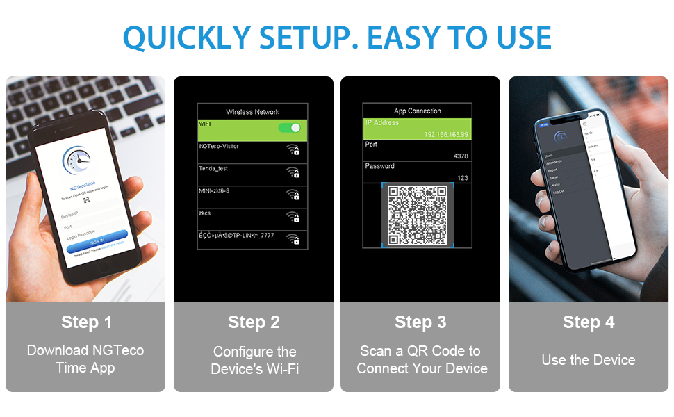NGTeco เครื่องบันทึกเวลาแบบสแกนลายนิ้วมือของ ดีไซน์สวย เหมาะสำหรับ ...
