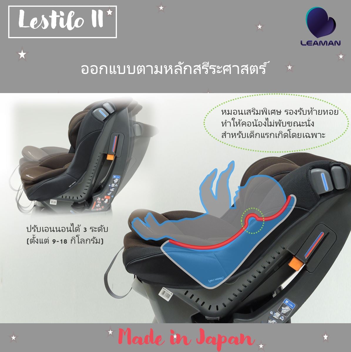 Leaman รุ่น Lestilo II คาร์ซีทนำเข้าจากญึ่ปุ่น (Mad in Japan) | Shopee ...