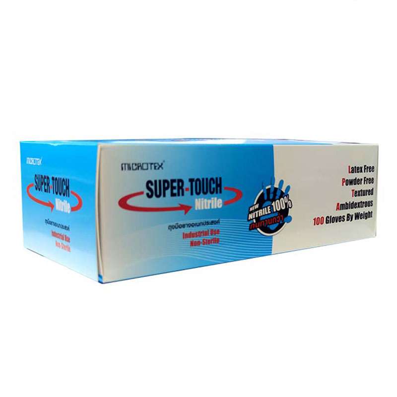 MICROTEX Super Touch Nitrile(100 ชิ้น/กล่อง)ถุงมือยางไนไตรสีฟ้า ...