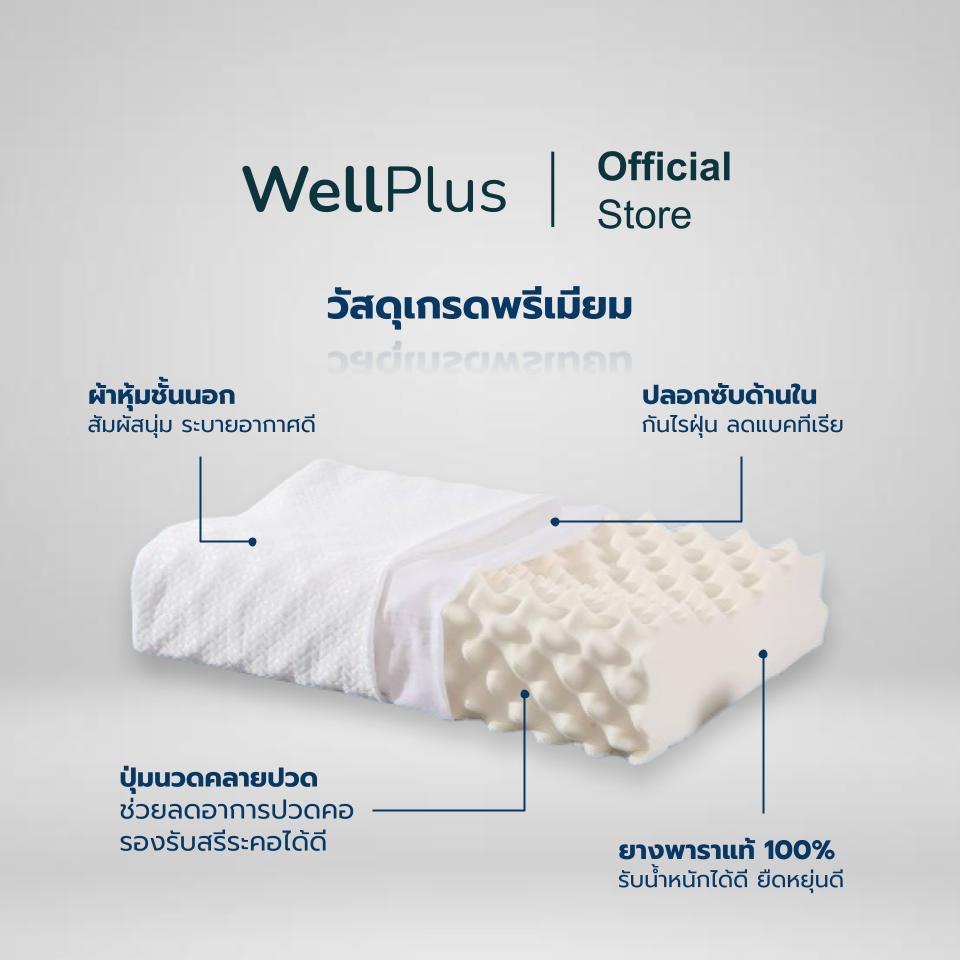 WellPlus [ซื้อ 1 แถม 1] หมอนยางพารา รุ่น Lunar หมอนยางพาราแท้ ลดกรน ไม่ ...