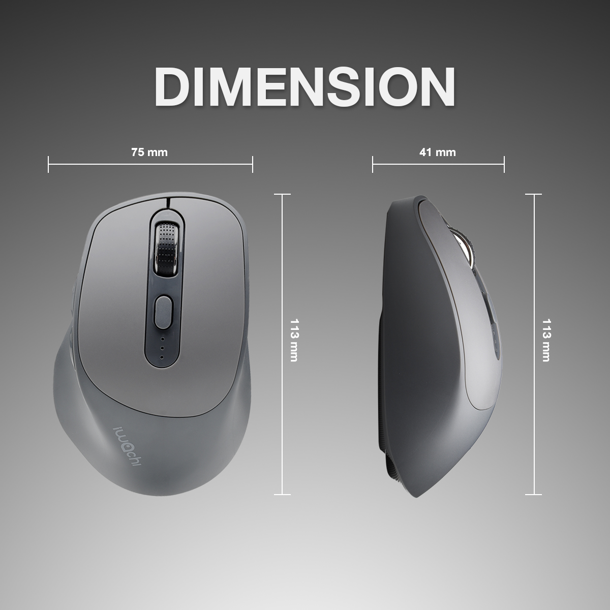 เมาส์ไร้สาย Ergonomic Mouse IWACHI i6 สีเทา ใช้งานได้หลายอุปกรณ์ เสียง ...