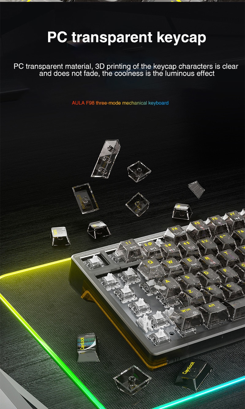 คีย์บอร์ดไร้สาย - AULA F98 - 3in1 WIRELESS & BLUETOOTH & TYPE-C HOTSWAP ...