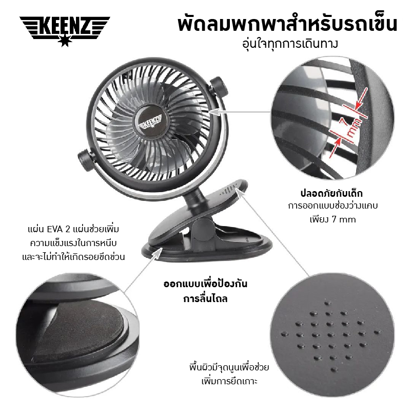 Set Happy Khum [Fan x Phone holder x Hook x 3D seat liner] พัดลม+ที่ ...