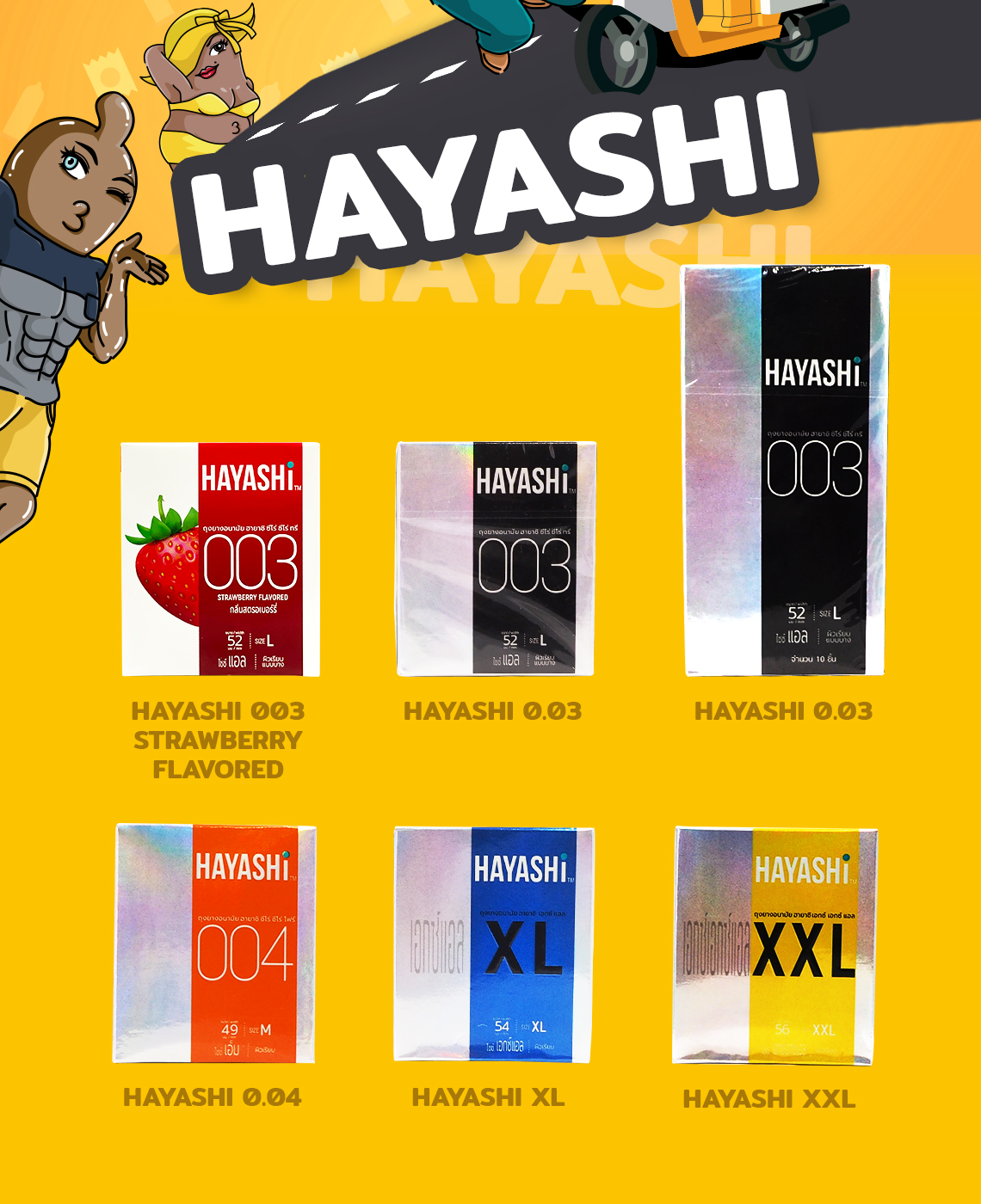 Hayashi 003 Strawberry Flavor ถุงยางอนามัย กลิ่นสตรอเบอร์รี่ บาง 0.03 ...
