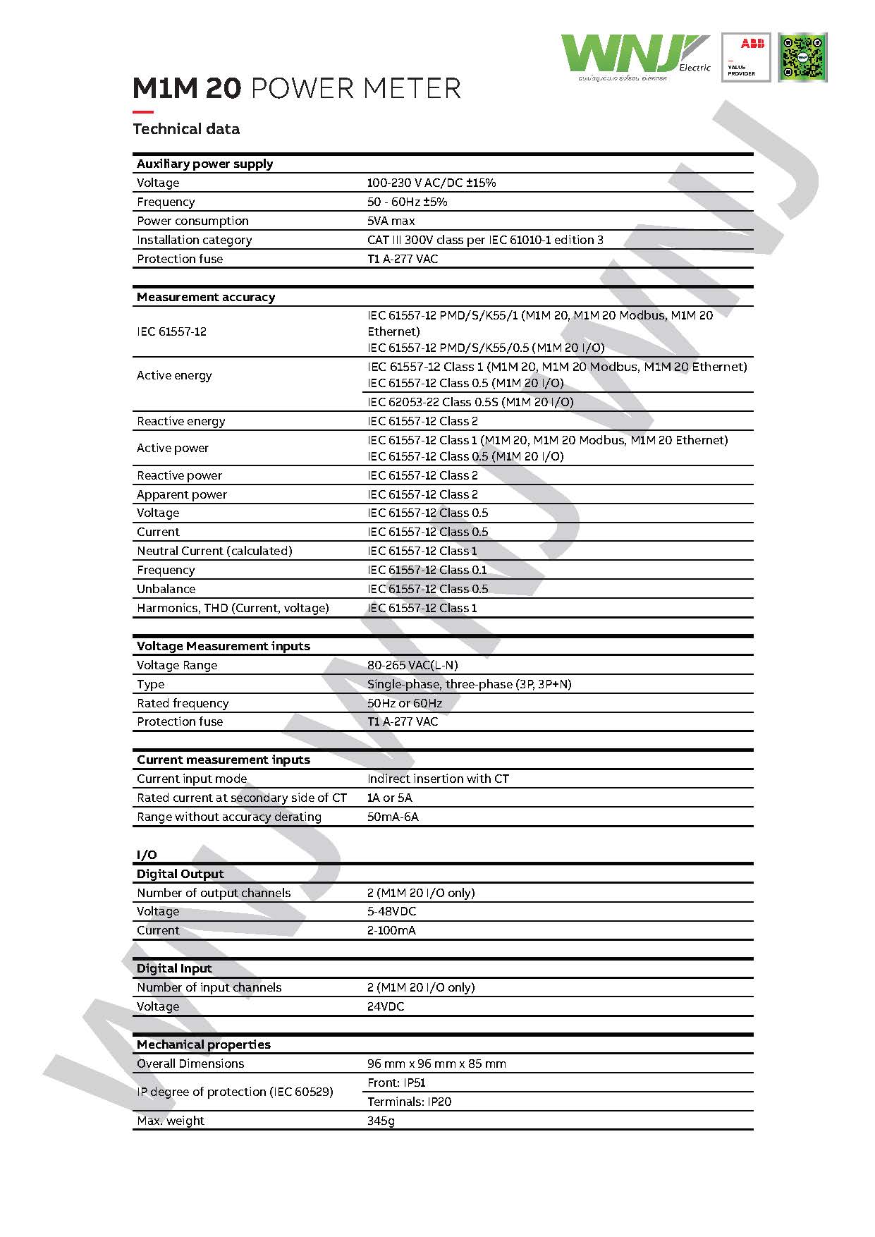 ABB Power Meter พาวเวอร์มิเตอร์รุ่น M1M 20 | Shopee Thailand