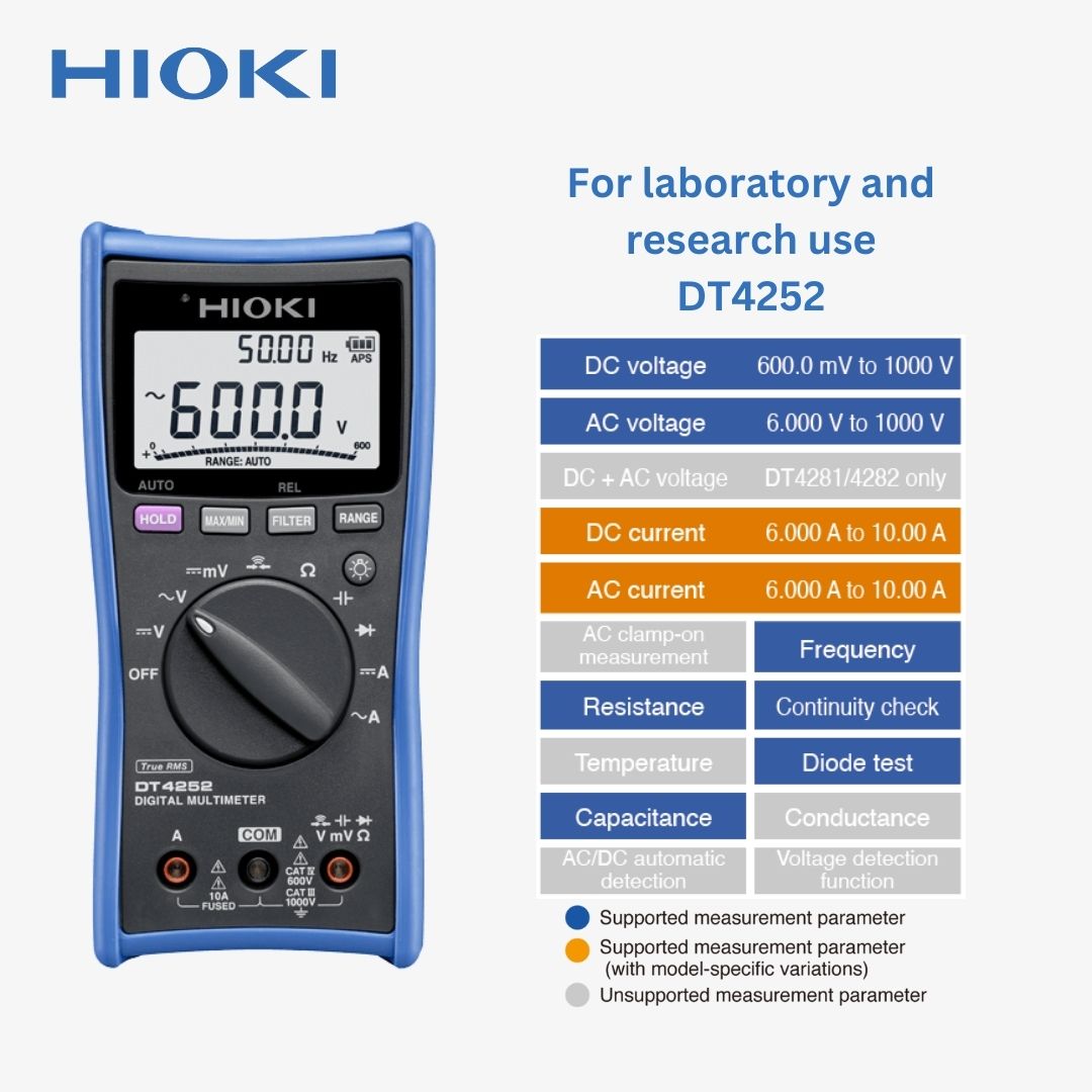 HIOKI DT4252 ดิจิตอลมัลติมิเตอร์ (Digital Multimeters) คำนวณแบบ TrueRMS ตรวจจับอัตโนมัติสูงสุด ...