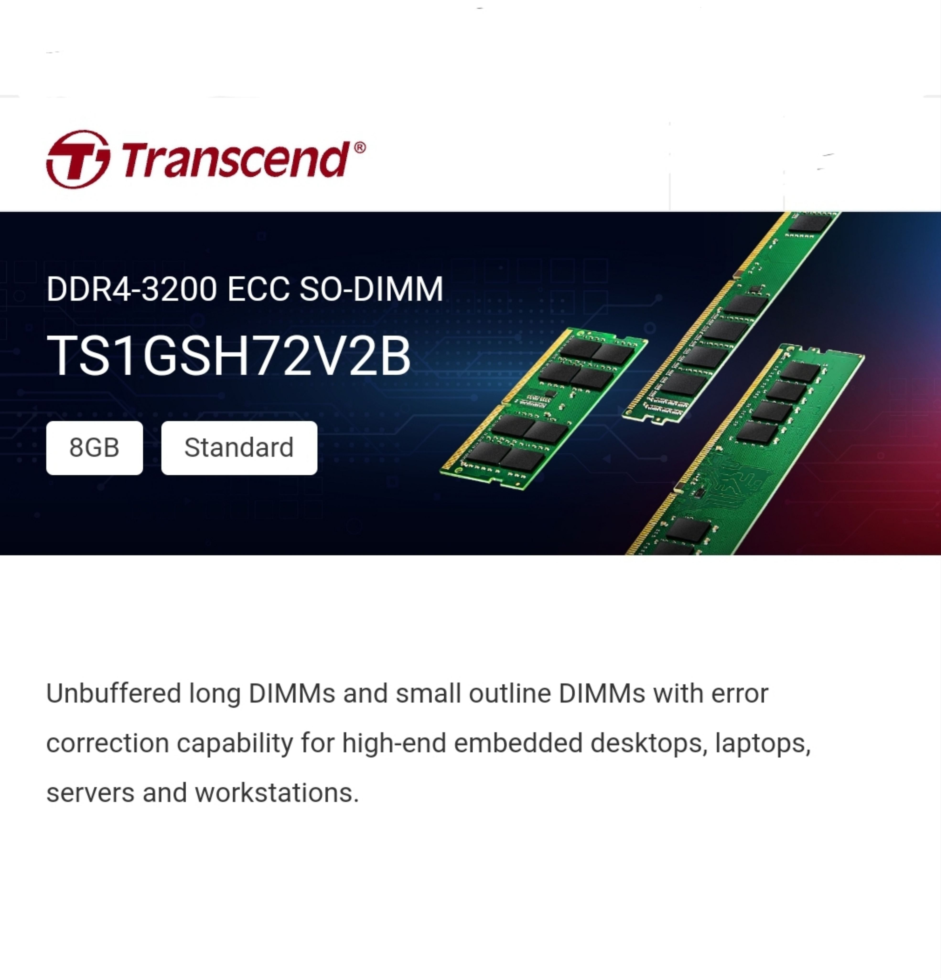 Transcend RAM 8GB DDR4-3200 ECC SO-DIMM รุ่น TS1GSH72V2B ประกัน Life ...