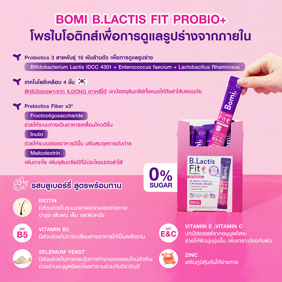 Bomi B.Lactis Fit Probio+ (14x3g) โพรไบโอติกส์สำหรับดูแลรูปร่างจากภายใน ...