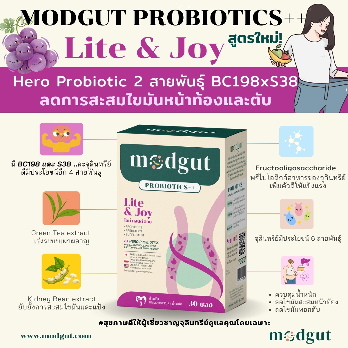 (4 แถม 6)ซื้อ Modgut probiotics ++ 4 กล่อง ฟรี!!! Modgut probiotics ...