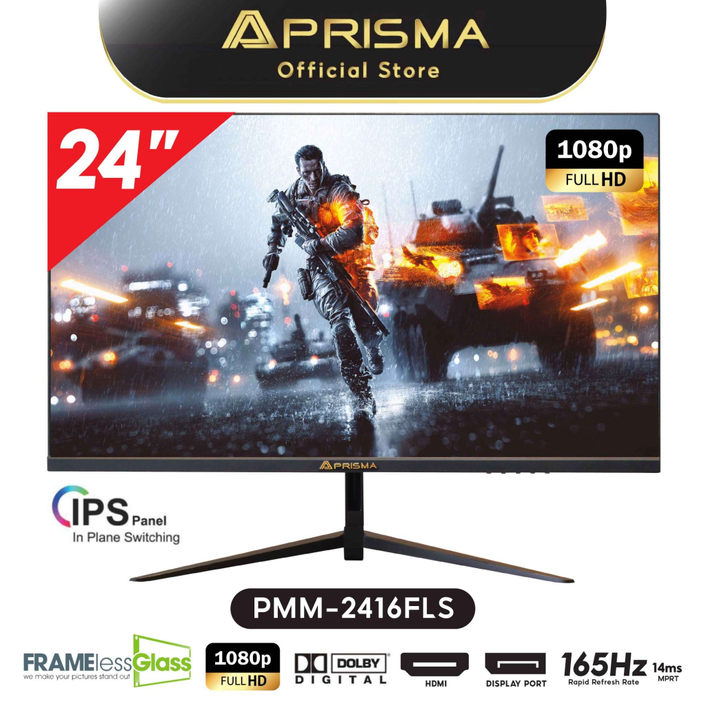 PRISMA จอมอนิเตอร์ Monitor 24 นิ้ว จอไร้ขอบ รุ่น PPM-2416FLS FHD IPS 165HZ FreeSync 16.7M Colors ...