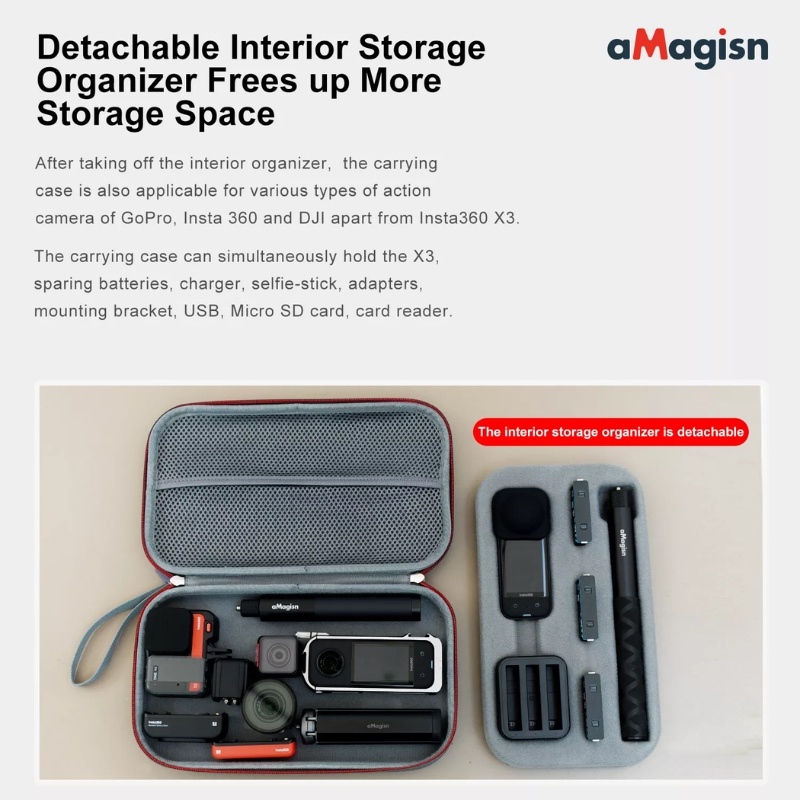aMagisn กระเป๋าเก็บอุปกรณ์และกล้อง Insta360 X3 ขนาดกลาง | Shopee Thailand