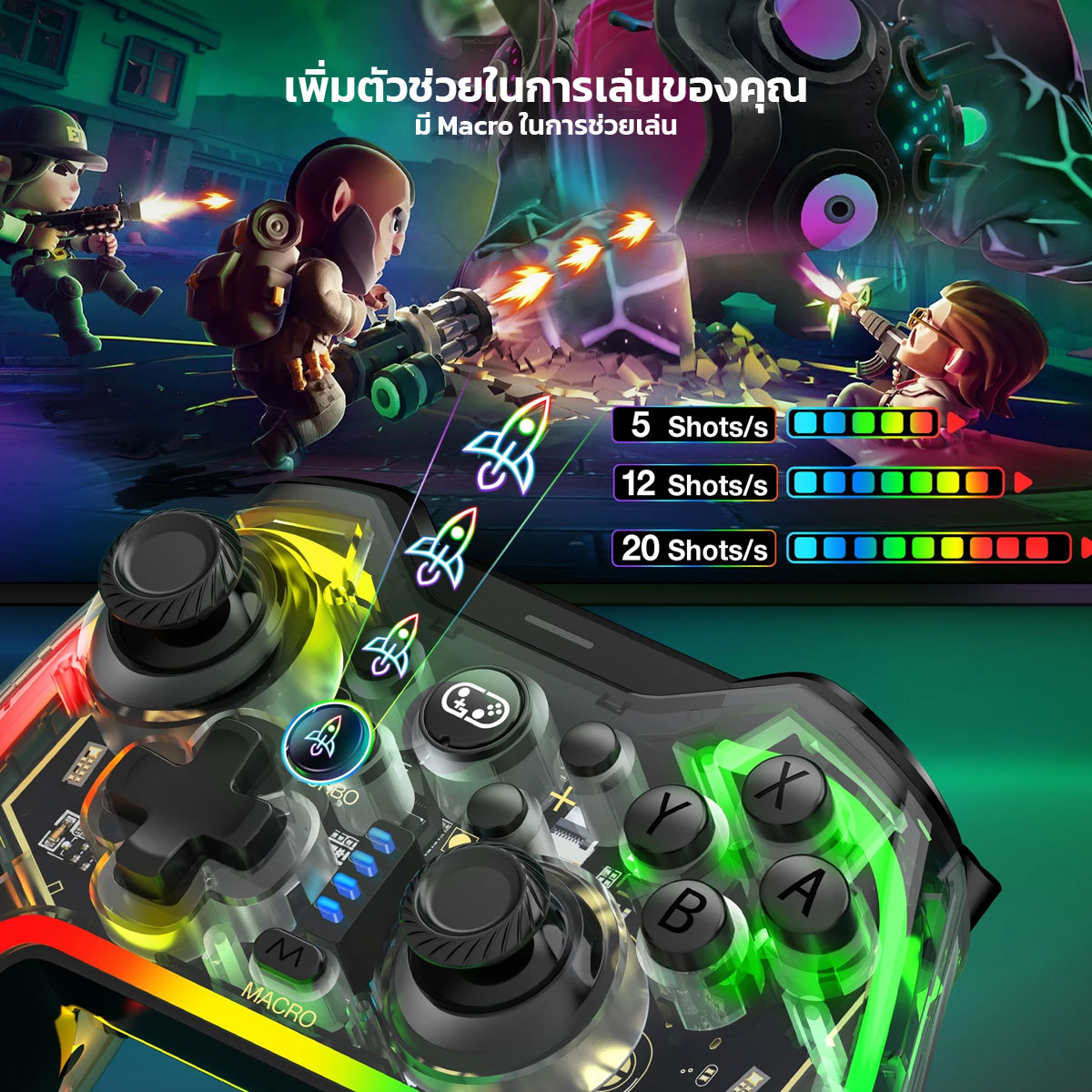 Saitake จอยเกมพกพา Wireless Game Controller ระบบสั่น เชื่อมต่อไร้สาย ...