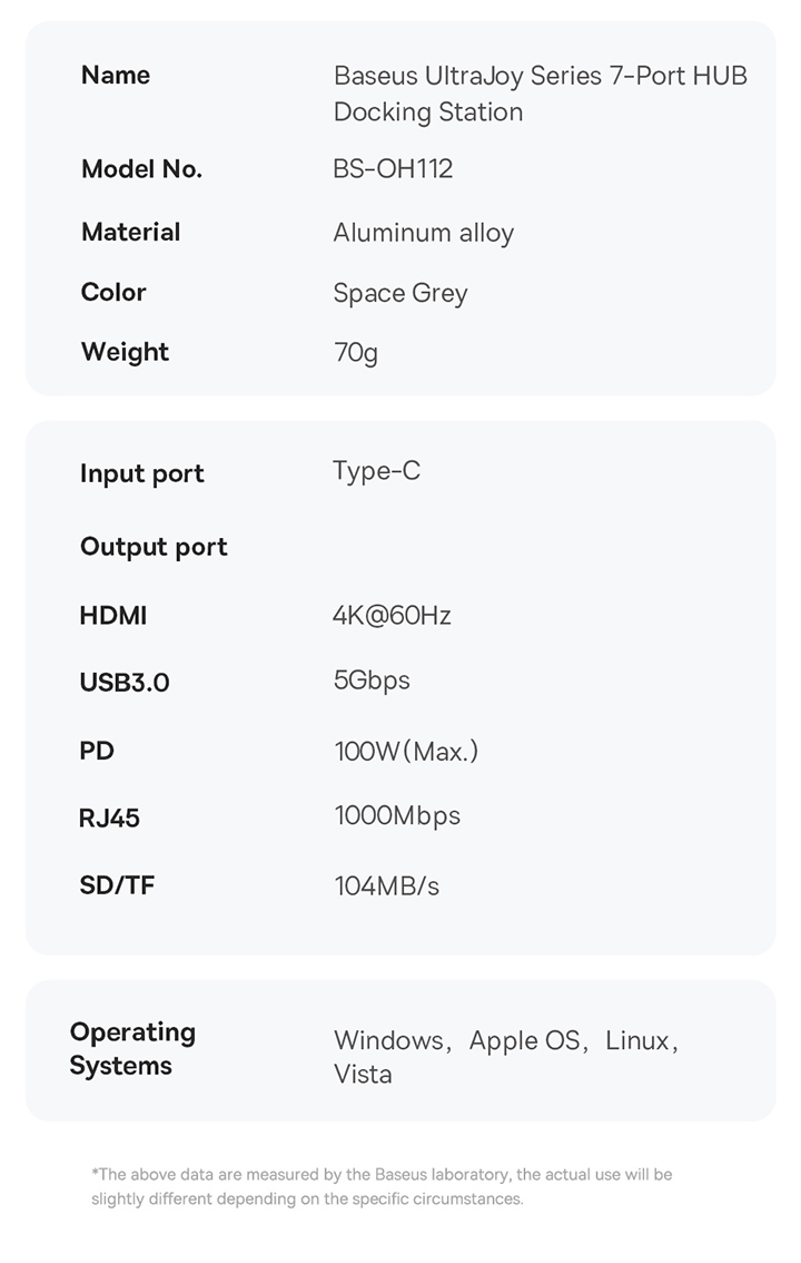 Baseus อะแดปเตอร์ฮับ รุ่น Flite Series HUB Type-C สี Space Grey (OS ...