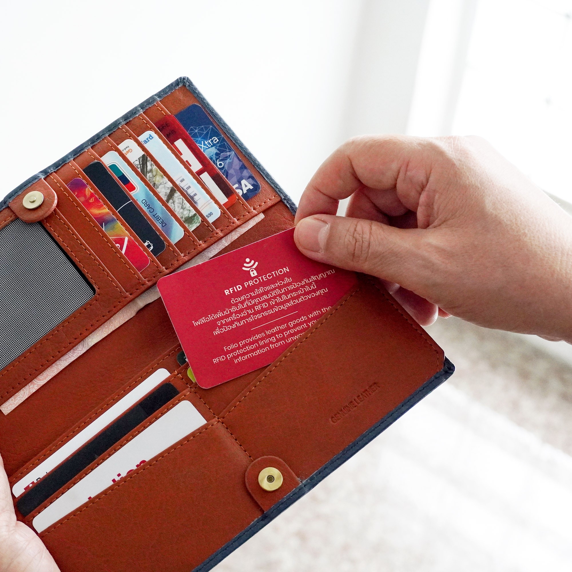 Folio : Tuff slim long wallet (Two-Tone) กระเป๋าสตางค์ผู้ชายใบยาว หนัง ...