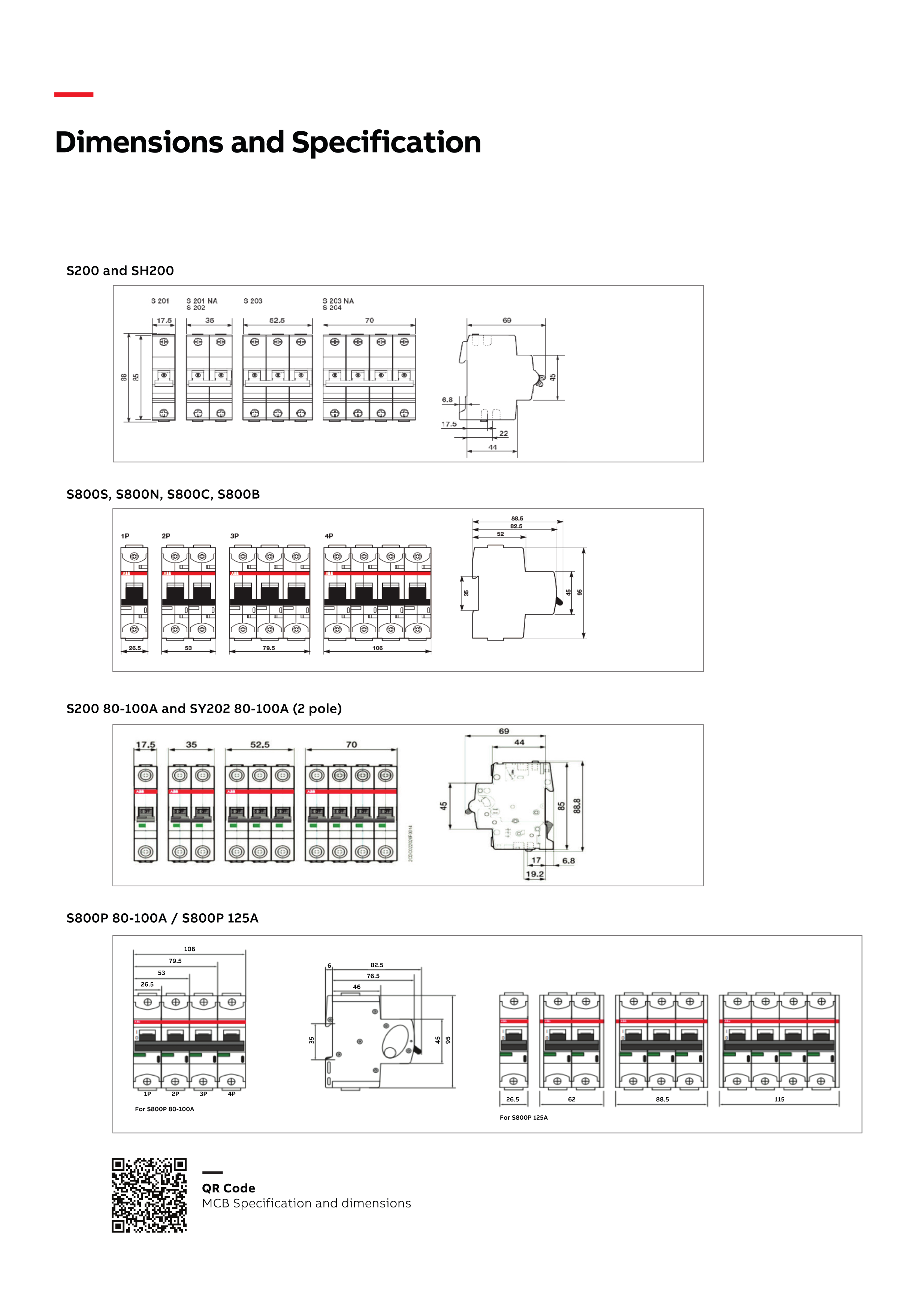 ABB เซอร์กิตเบรกเกอร์ลูกย่อย MCB S202M-C63 63A 2P 10kA Miniature ...