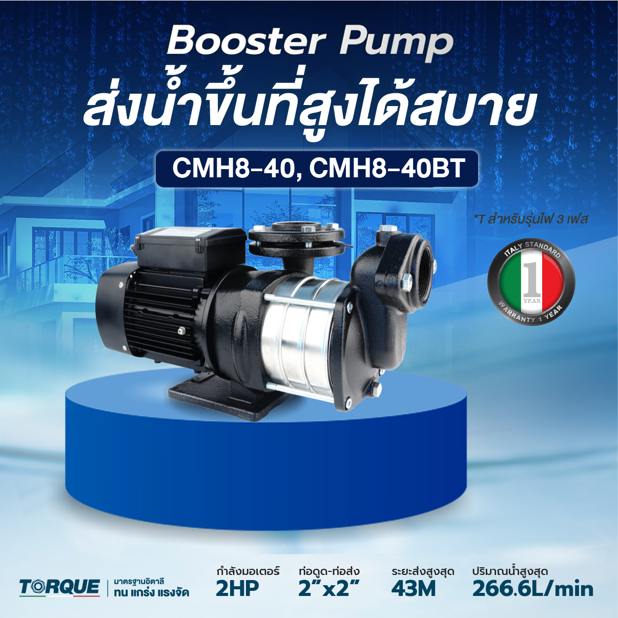 TORQUE ปั๊มหอยโข่งไฟฟ้าทอร์ค แบบหลายใบพัด Multi stages self pumps 2 ...