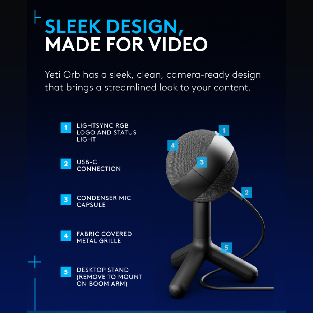 Logitech G Yeti Orb RGB Gaming Mic with LIGHTSYNC ไมโครโฟนเกมมิ่ง USB ...