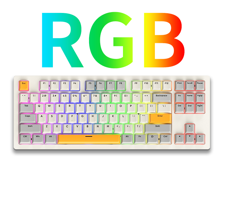 คีย์บอร์ดเกมมิ่ง Ajazz AKC087 87Key TKL Steel-Stacked Body Frame Yellow Switch Mechanical ...