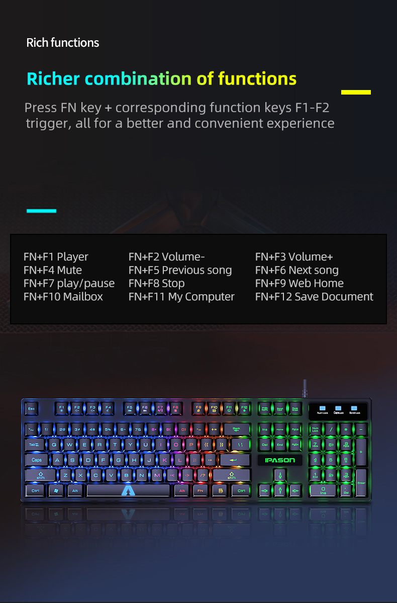 IPASON รุ่น V5PRO Keyboard Mouse Combo 104 Keys USB คีย์บอร์ด แป้นพิมพ์ ...