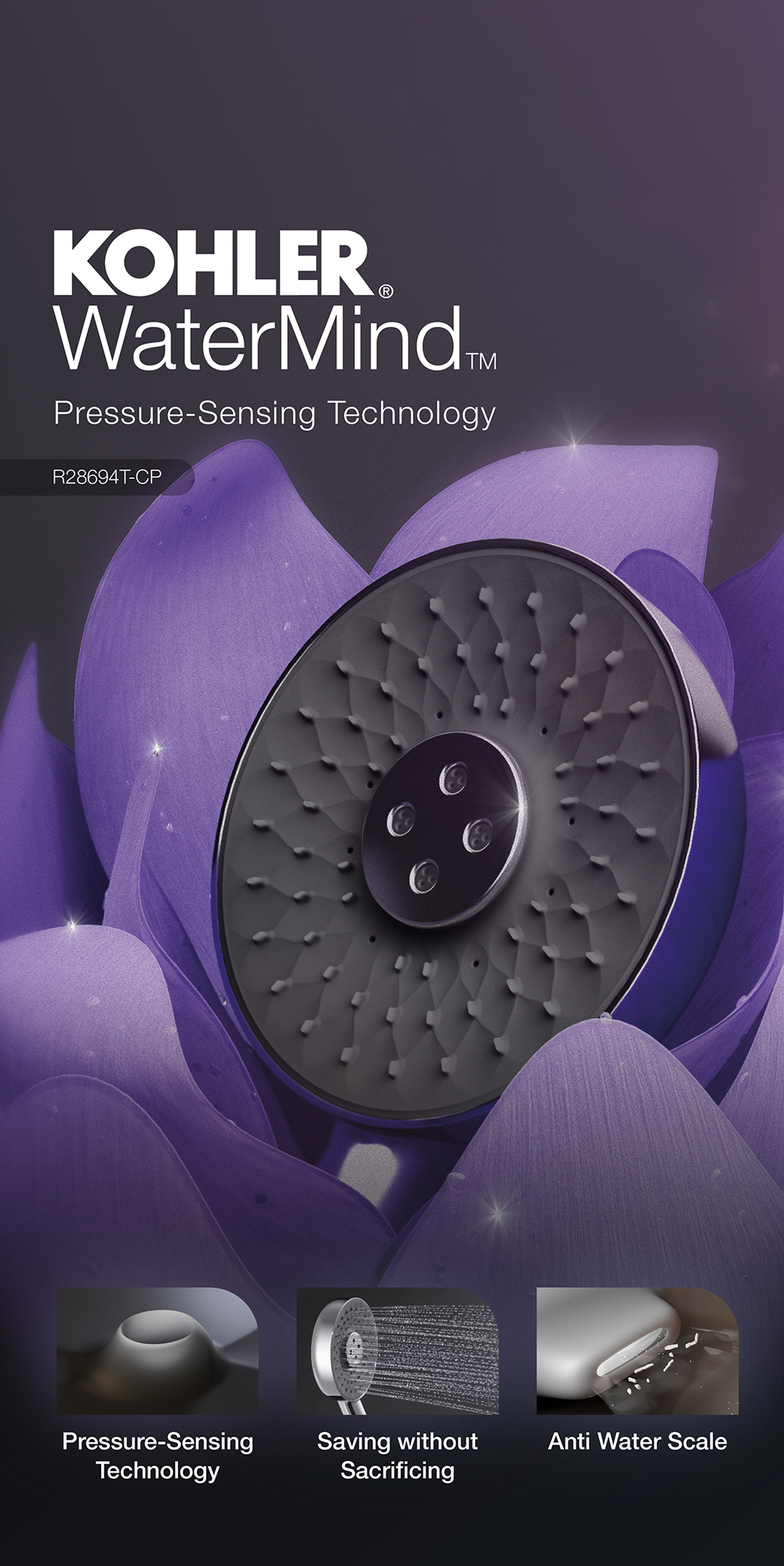 KOHLER WaterMind™ technology round handshower หัวฝักบัวแบบทรงกลม 3 ...