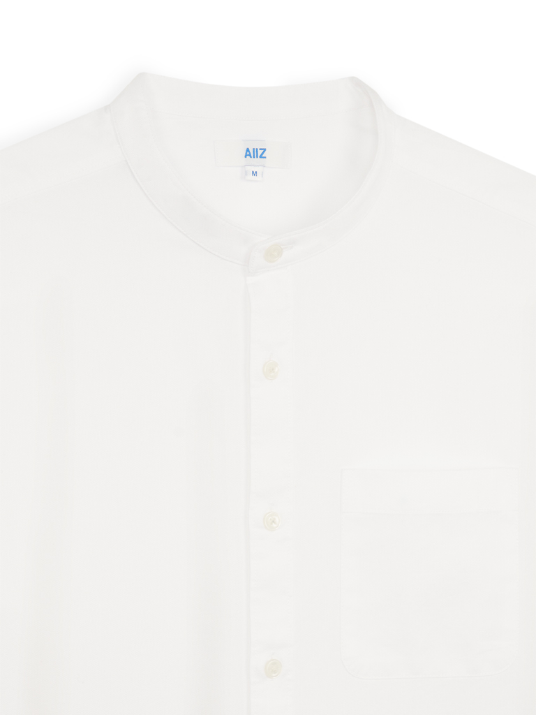 AIIZ (เอ ทู แซด) - เสื้อเชิ้ตผู้ชายแขนยาวคอจีนผ้าไลท์เวททวิลสีพื้น Men's Mandarin Collar Long ...