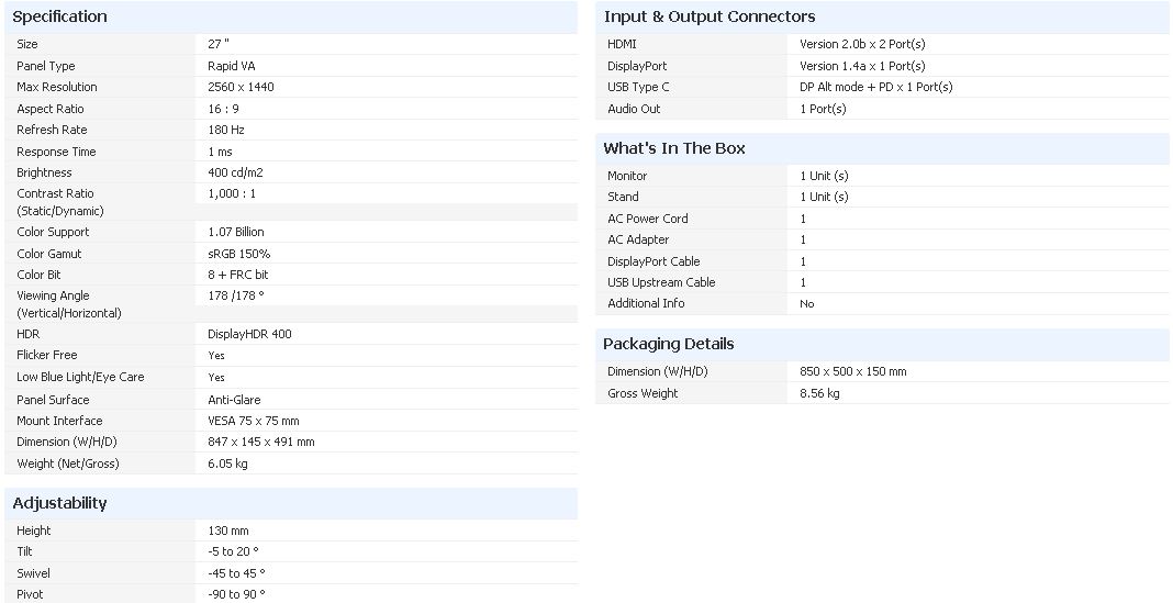 MONITOR (จอมอนิเตอร์) MSI MAG 274QRF QD E2 - 27" RAPID IPS 2K 180Hz ...