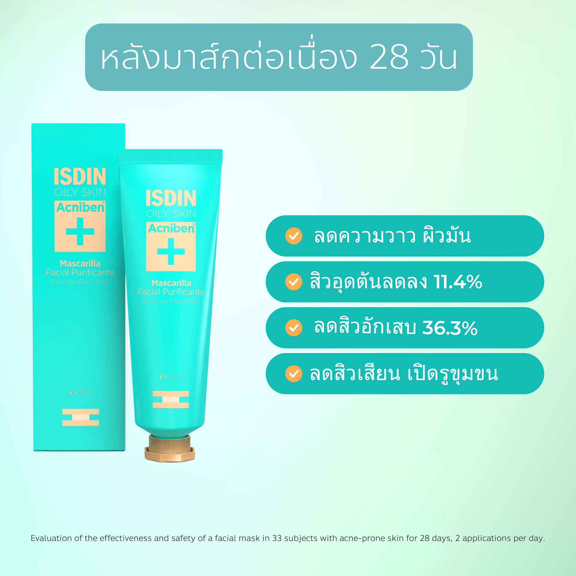 ISDIN ACNIBEN FACE MASK 75ML มาร์กดูดซับสิ่งสกปรก ความมัน สิวเสี้ยน ผิว ...
