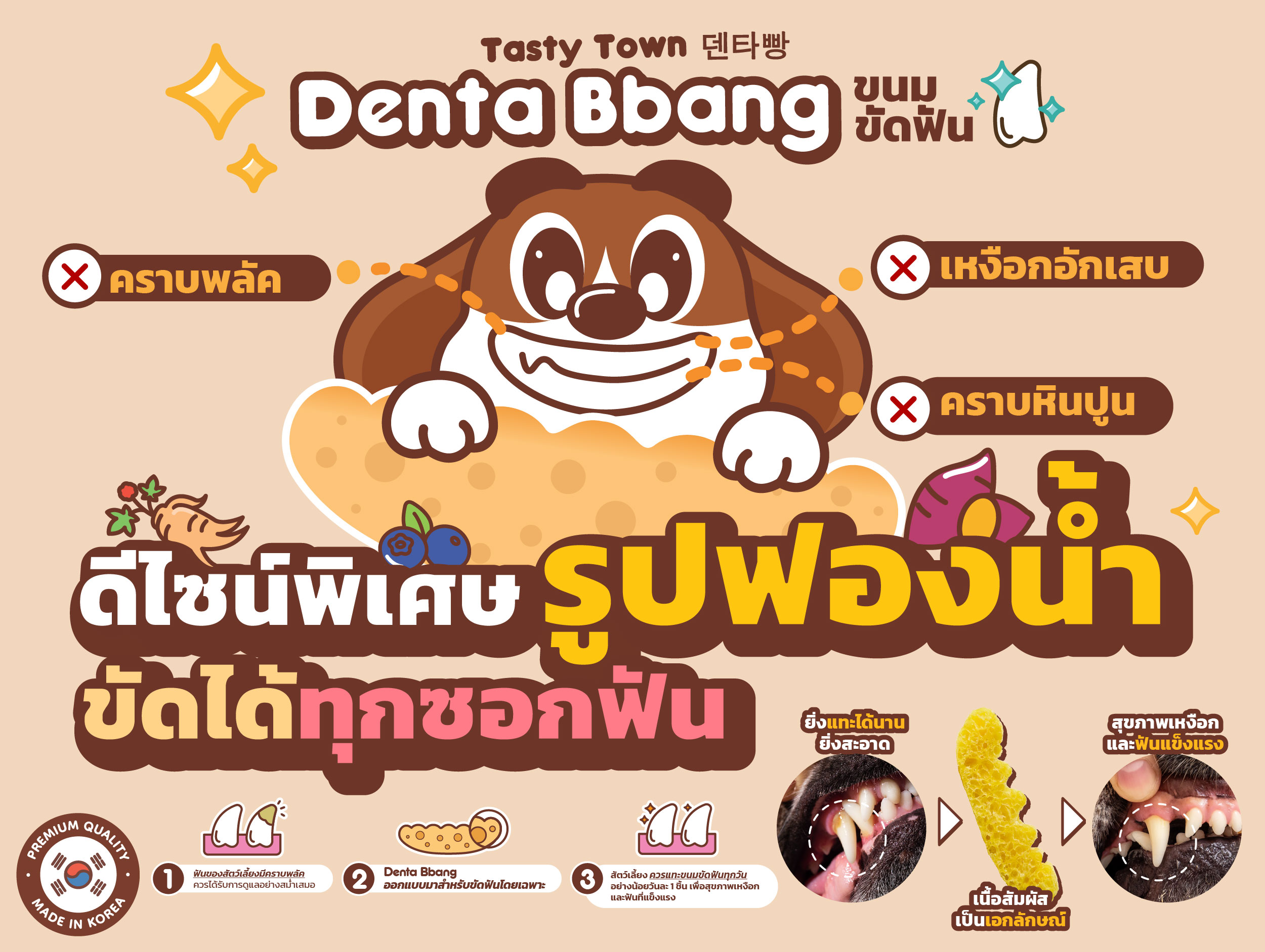 Hanapet ขนมขัดฟันสุนัข Tasty Town Denta Bbang Daily Oral Care เทสตี้ทาวน์ เดนต้าปัง ทุกวันวันละ ...