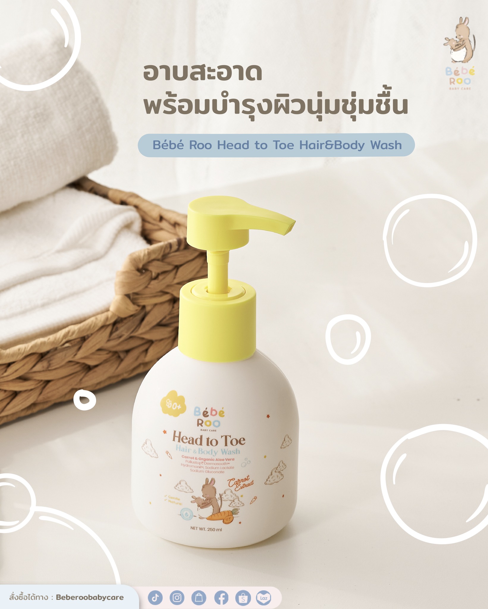 Bébé Roo Head to Toe Hair & Body Wash | สบู่เหลวอาบน้ำและแชมพูสระผม ...