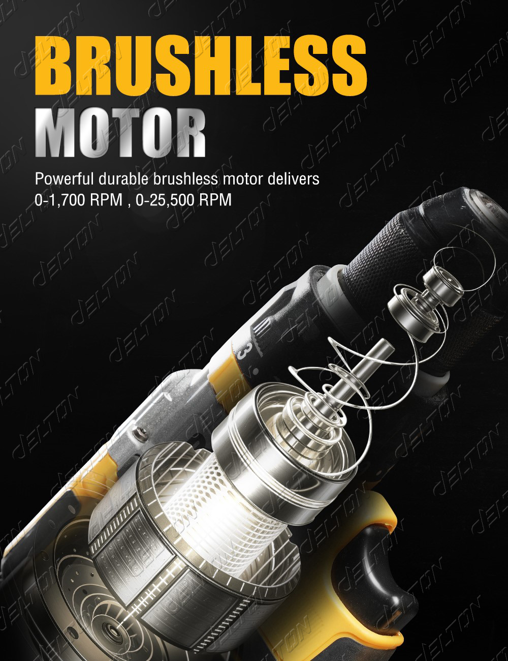 DELTON สว่านไร้สาย 3 ระบบ 199V มอเตอร์ไร้แปรงถ่าน Brushless Motor แบตเตอรี่พาวเวอร์แชร์ VR ...