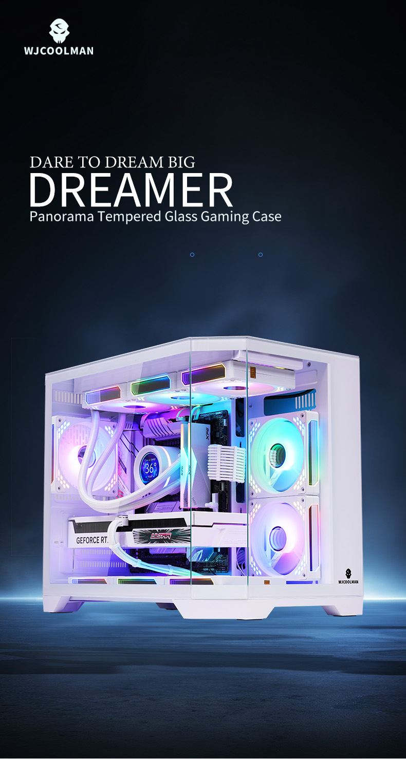 เคสคอมพิวเตอร์ WJCOOLMAN Dreamer MATX Panorama Tempered Gaming Case (No ...