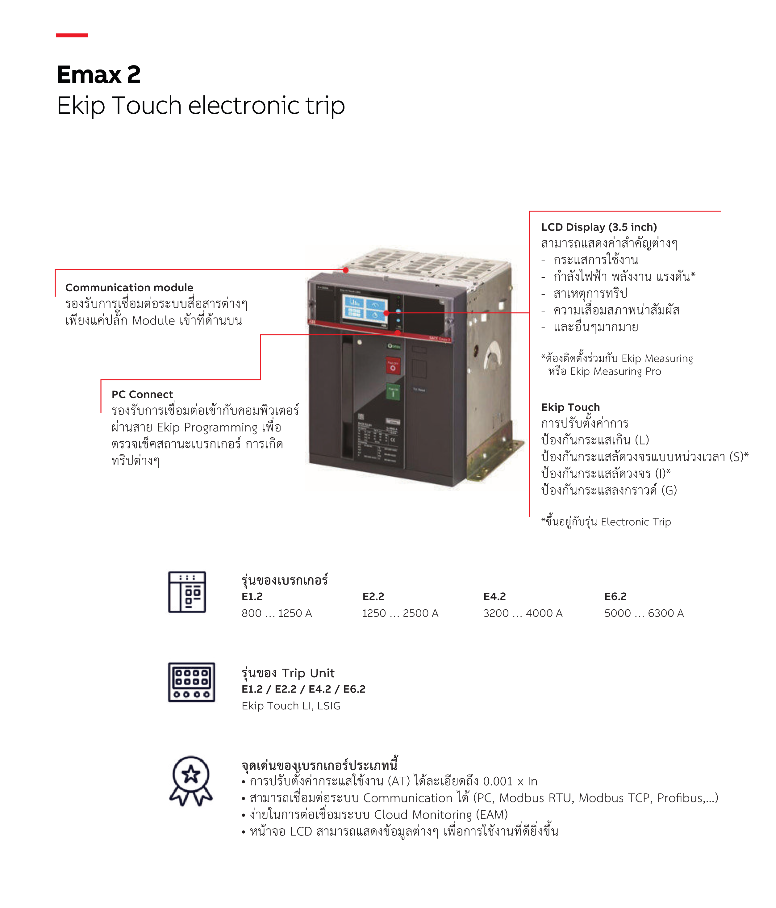 ABB ACB Emax2 E2.2S 2500 Ekip Touch LI F HR 3P 85kA Fixed Type Air Circuit Breaker ...