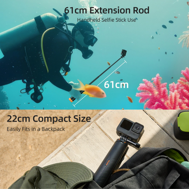 Telesin Floating tripod selfie stick for Gopro/Insta360/DJI Osmo360 ...
