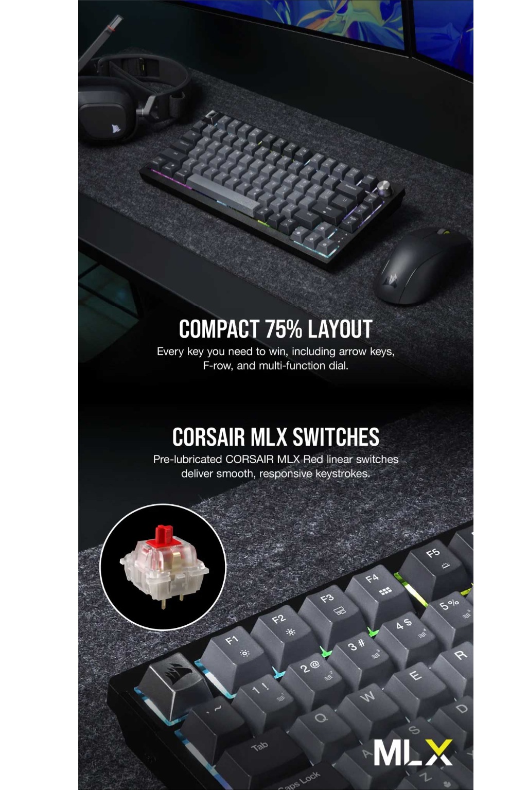 WIRELESS KEYBOARD (คีย์บอร์ดไร้สาย) CORSAIR K65 PLUS WIRELESS (BLACK ...