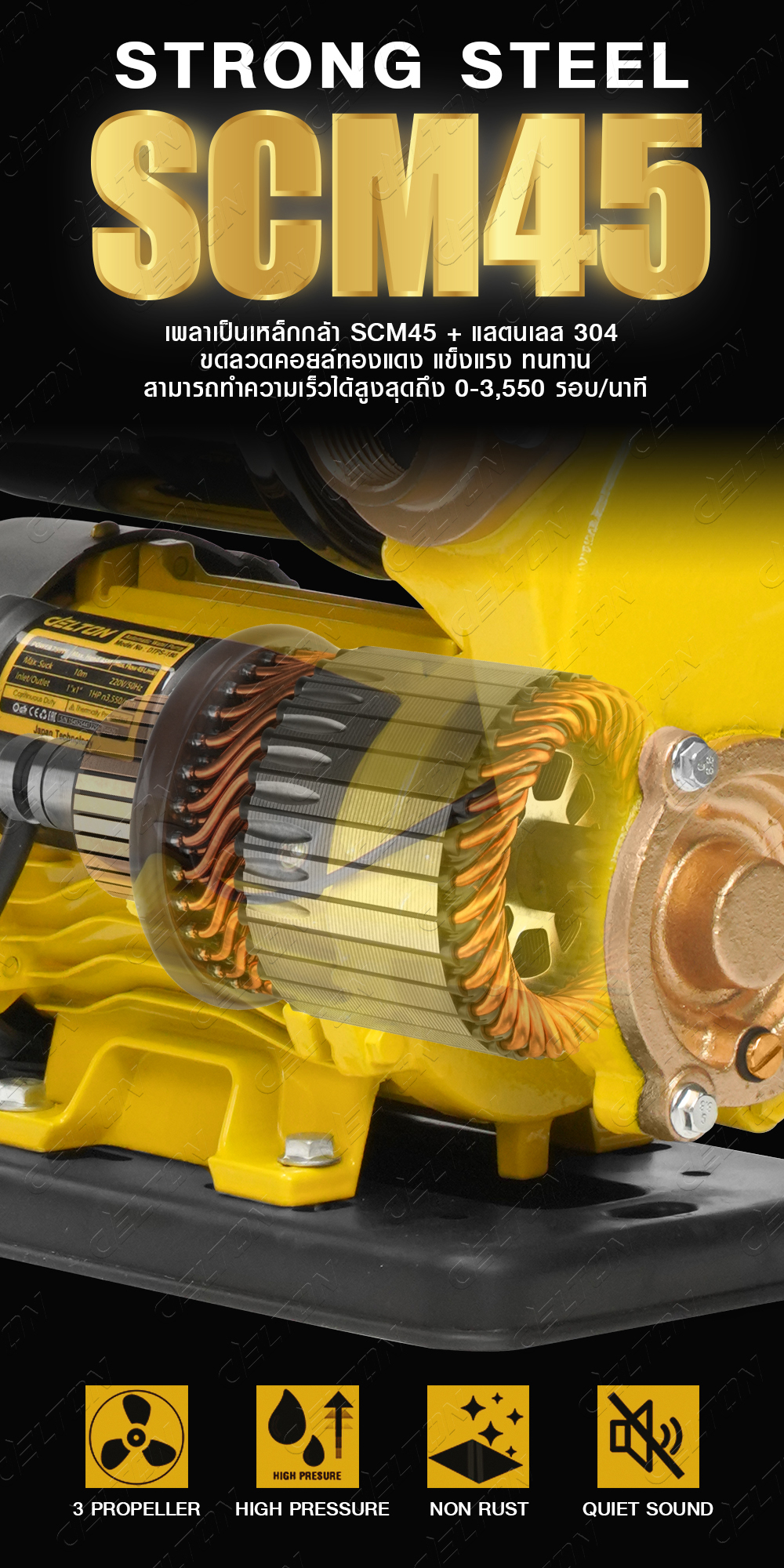 DELTON ปั๊มน้ำออโต้ PRO-X Series 750W รุ่นใหม่ DTPS-180 แรงขึ้น ประหยัด ...