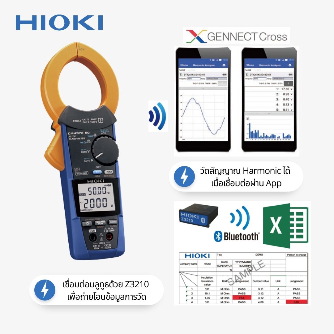 HIOKI CM4373-50 แคลมป์มิเตอร์ AC/DC คำนวณแบบ True RMS วัดกระแสสูงสุด 2000A รองรับการเชื่อม ...