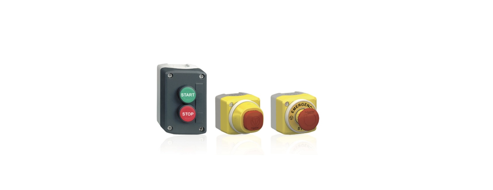 Schneider สวิตซ์กดหัวเรียบ3ปุ่มสีขาว-แดง-ดํา XALD324 plastic, 3 flush ...