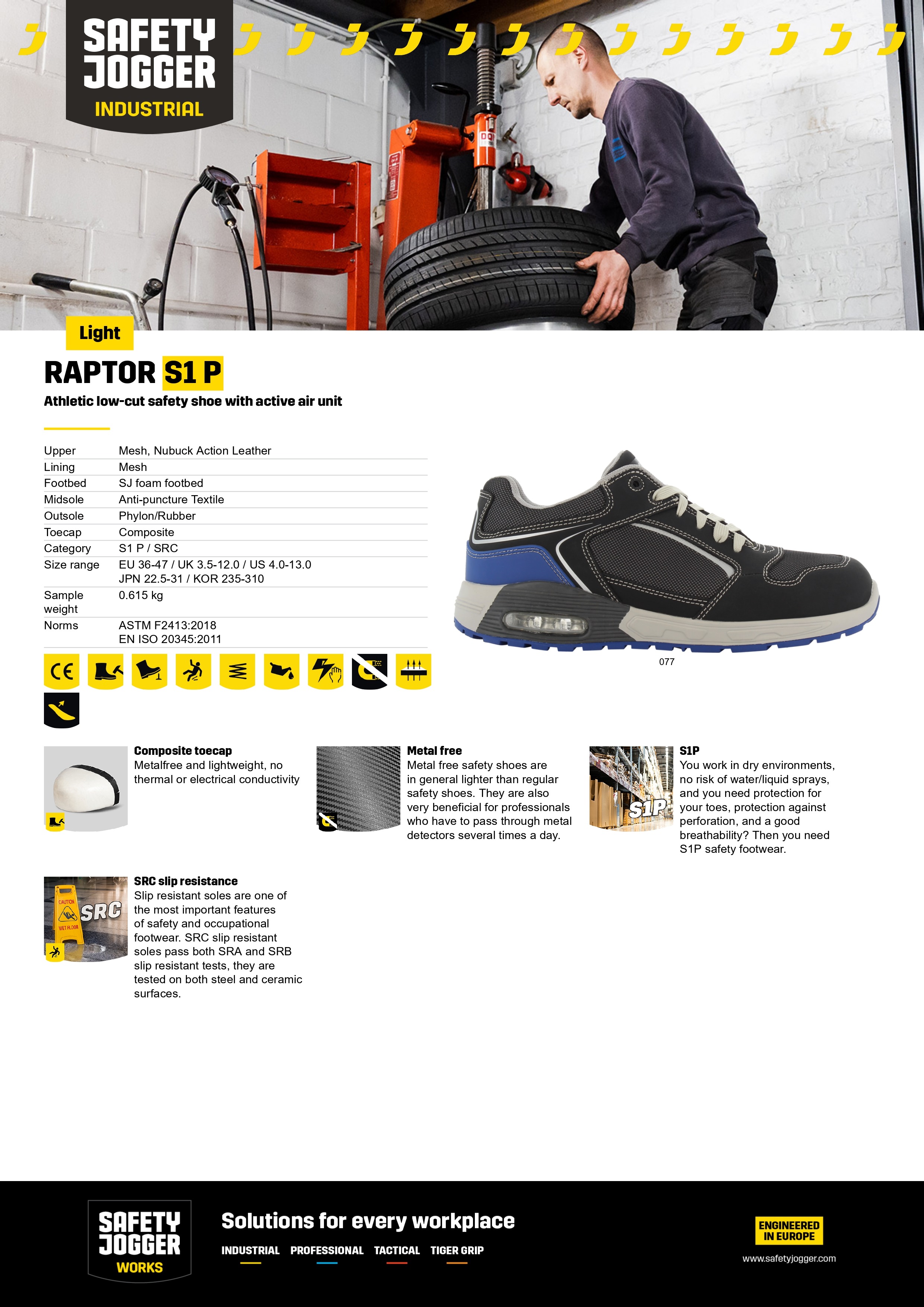[ของแท้พร้อมส่ง] Safety Jogger รุ่น RAPTOR S1P รองเท้าเซฟตี้หุ้มข้อ หัว ...