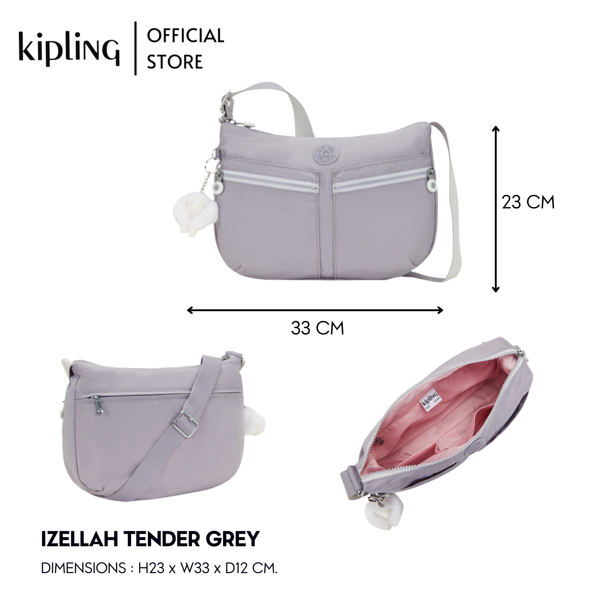 กระเป๋า Kipling รุ่น ZELLAH สี TENDER GREY | Shopee Thailand