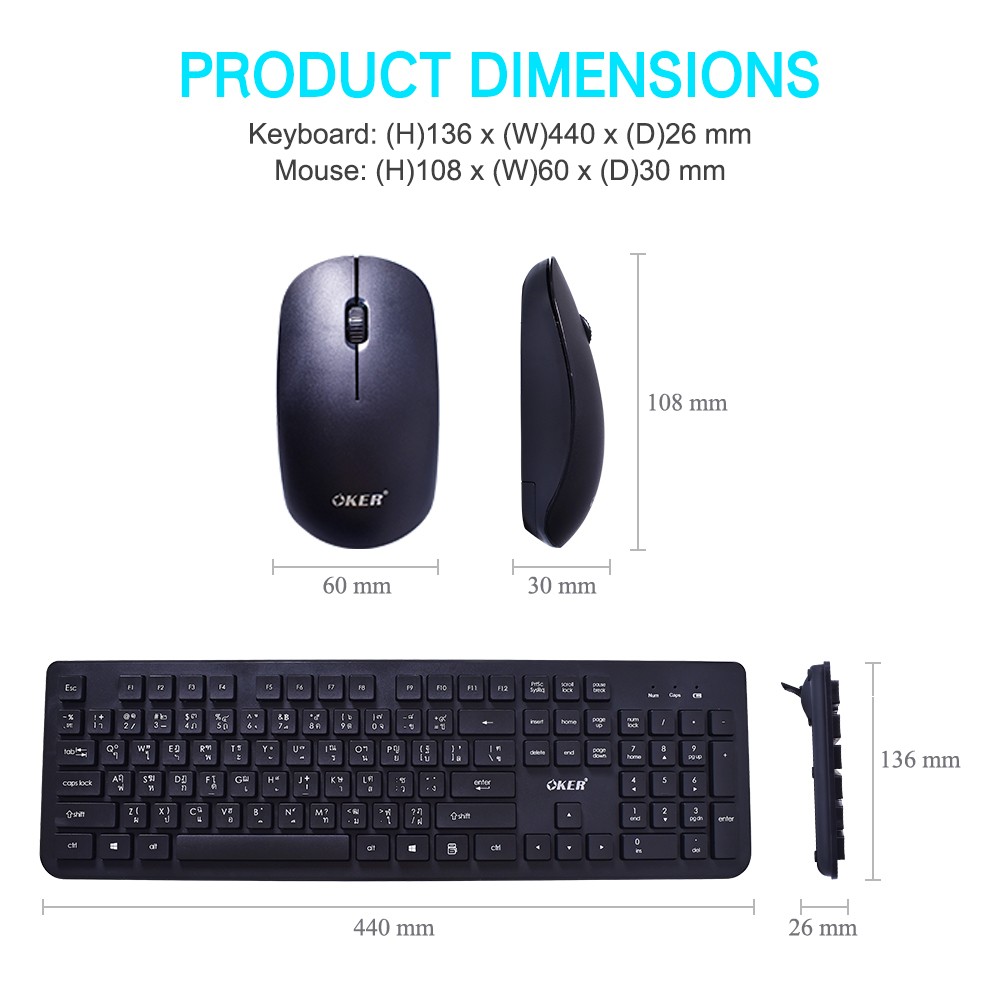 2.4G WIRELESS USB & TYPE-C KEYBOARD MOUSE SET (รุ่น-K915) | Shopee Thailand